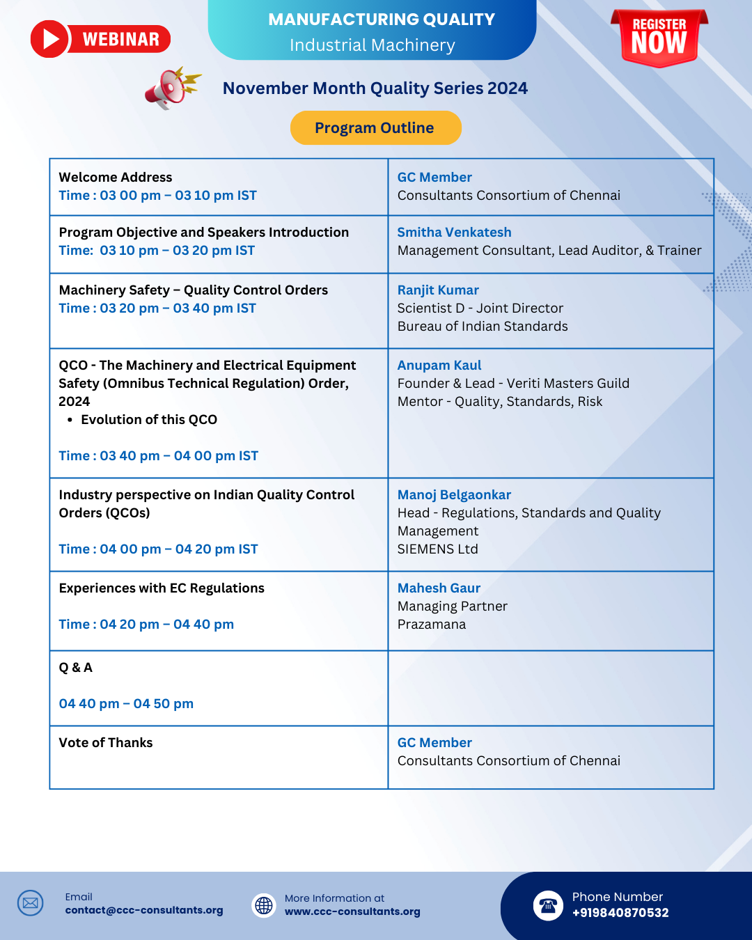 November Month Quality Series 2024 - Consultants Consortium of Chennai